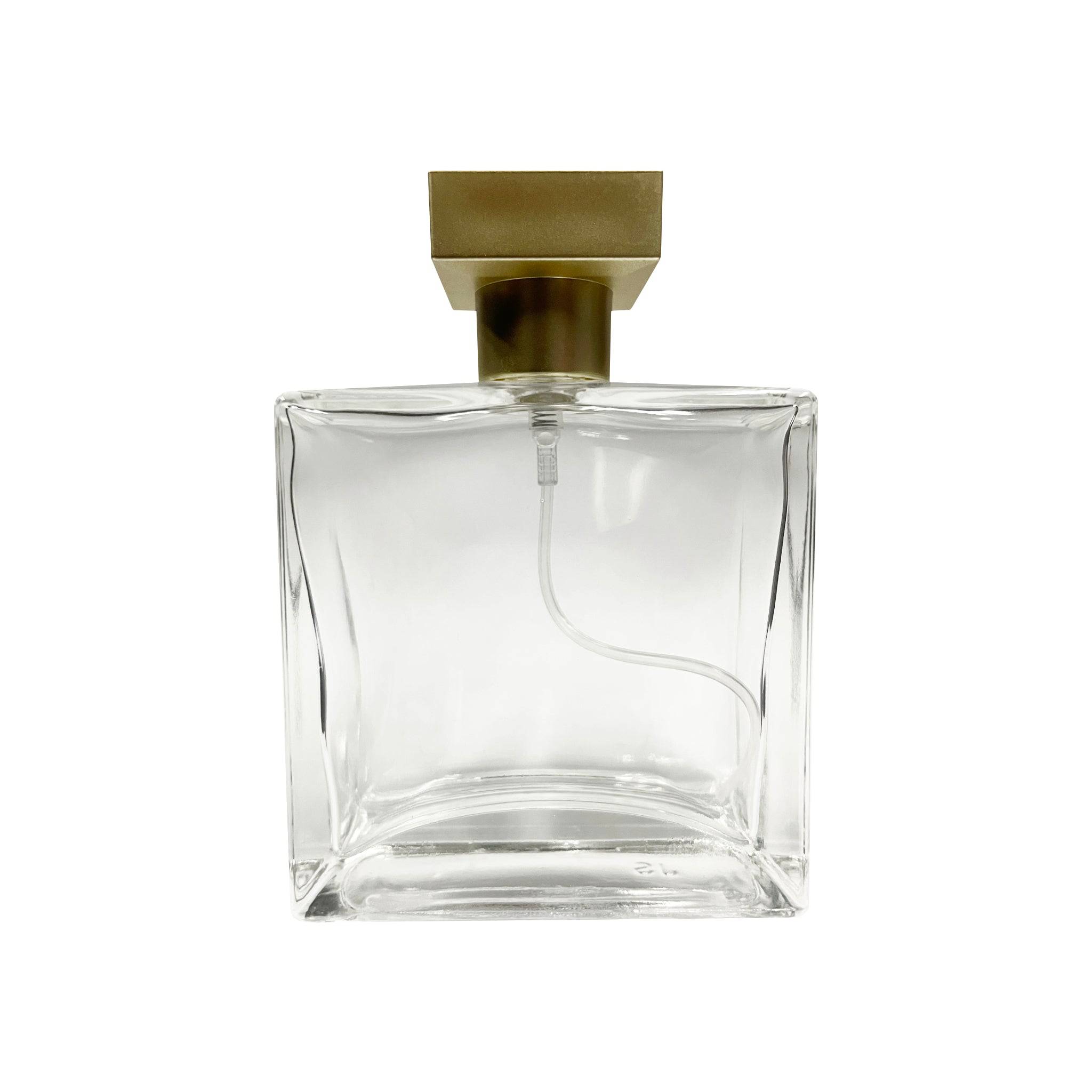 50 ml Clear Glass Square Perfume Bottle with Metal Square Cap | World ...